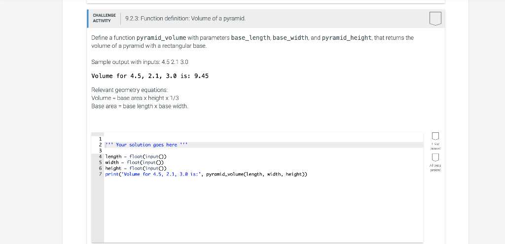 Solved Python: 9.1.2 Basic Function call 9.1.3 Function | Chegg.com