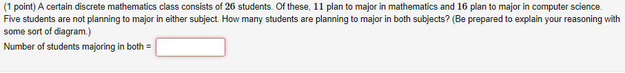 Solved (1 point) A certain discrete mathematics class | Chegg.com