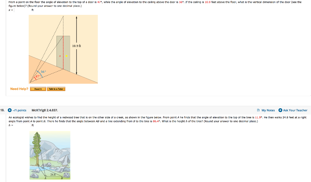 Solved From a point on the floor the angle of elevation to | Chegg.com