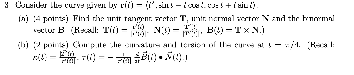 Solved 3. Consider the curve given by | Chegg.com