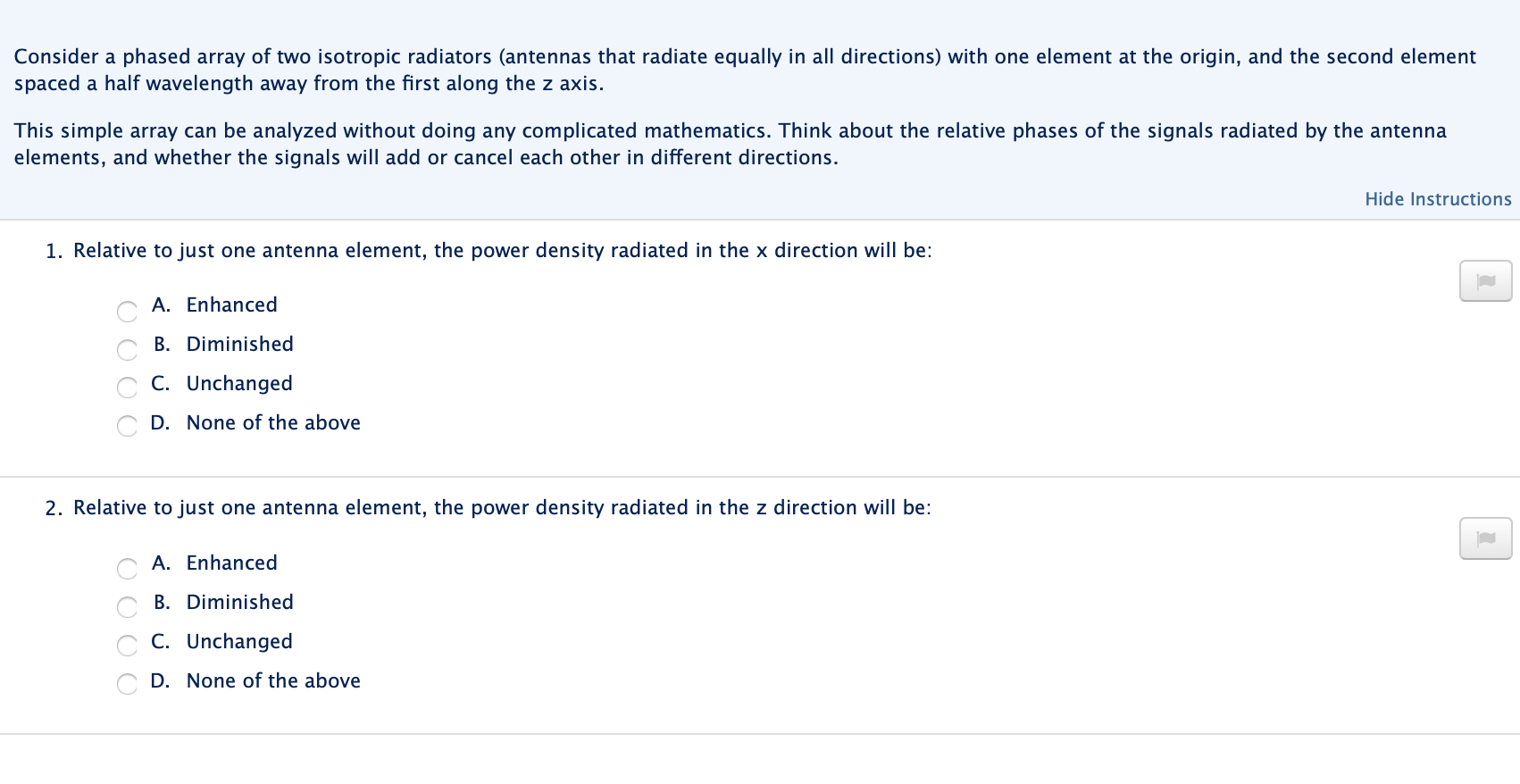 Solved Consider a phased array of two isotropic radiators | Chegg.com