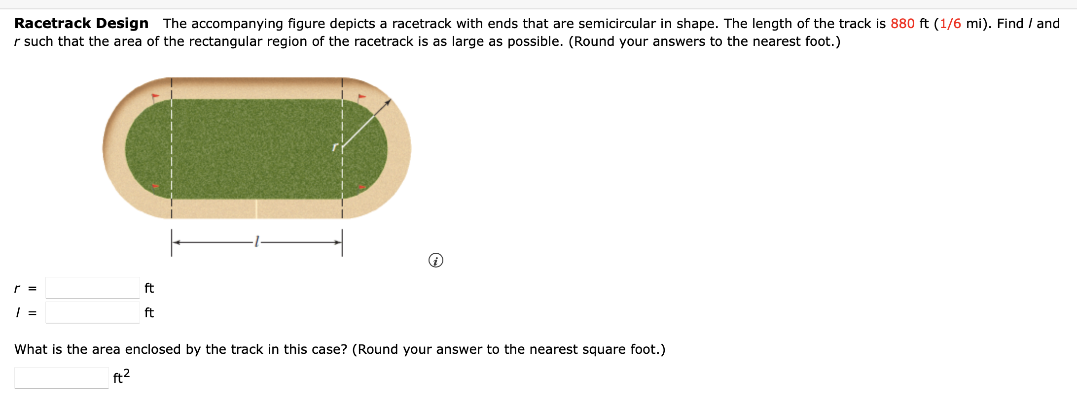 Solved Racetrack Design The accompanying figure depicts a | Chegg.com