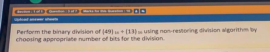 Solved Section : 1 of 1 Question : 3 of 7 Marks for this | Chegg.com