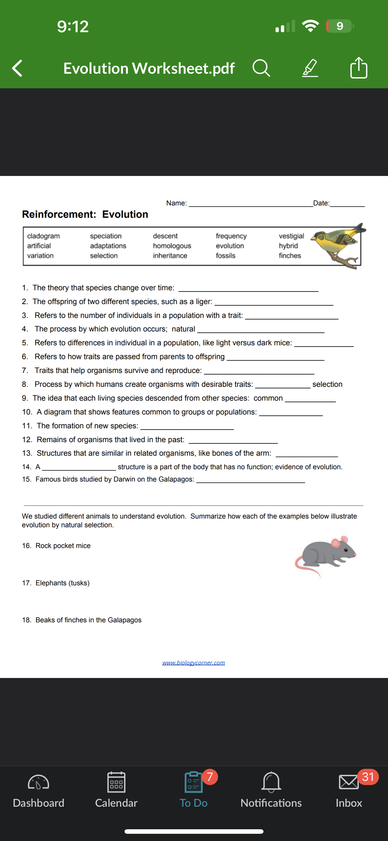 Solved 1. ﻿The theory that species change over time: | Chegg.com