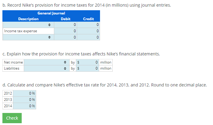 Solved Nike, Inc., reports the following tax information in | Chegg.com