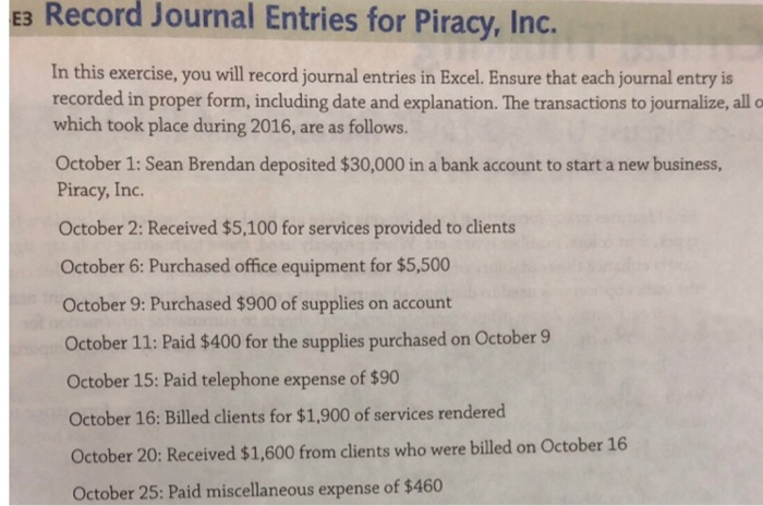 Solved 3 Record Journal Entries for Piracy, Inc. In this | Chegg.com