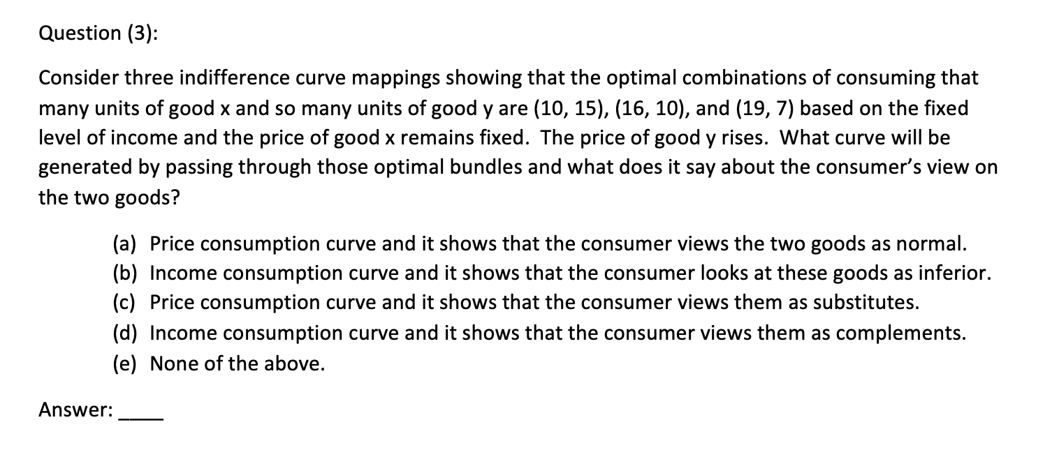 Solved Question (3): Consider three indifference curve | Chegg.com