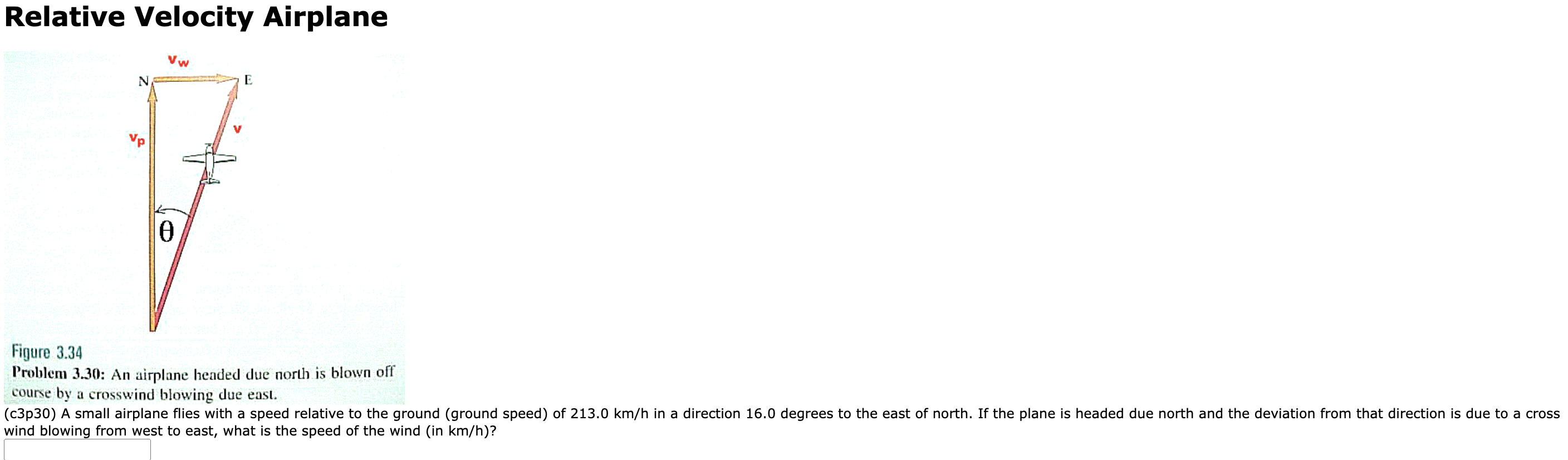 Solved Relative Velocity Airplane Figure 3.34 Problem 3.30: | Chegg.com