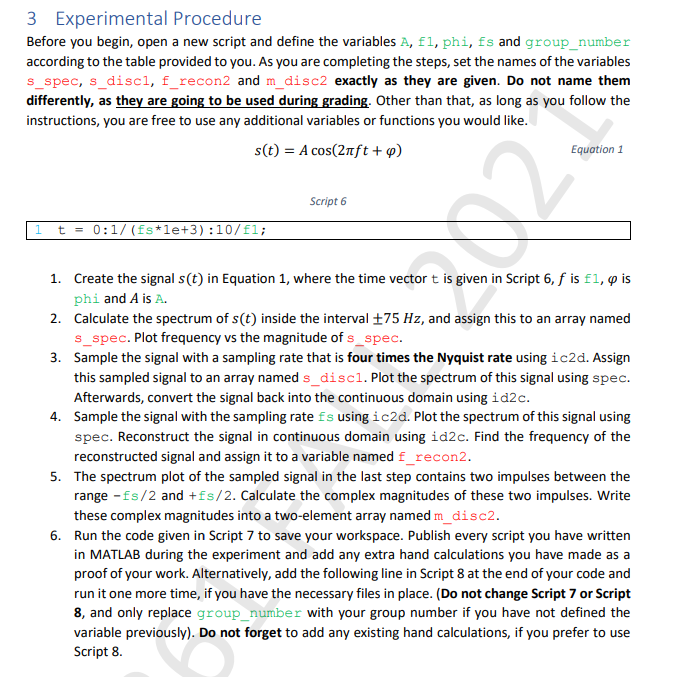 Solved 3 Experimental Procedure Before you begin, open a new | Chegg.com