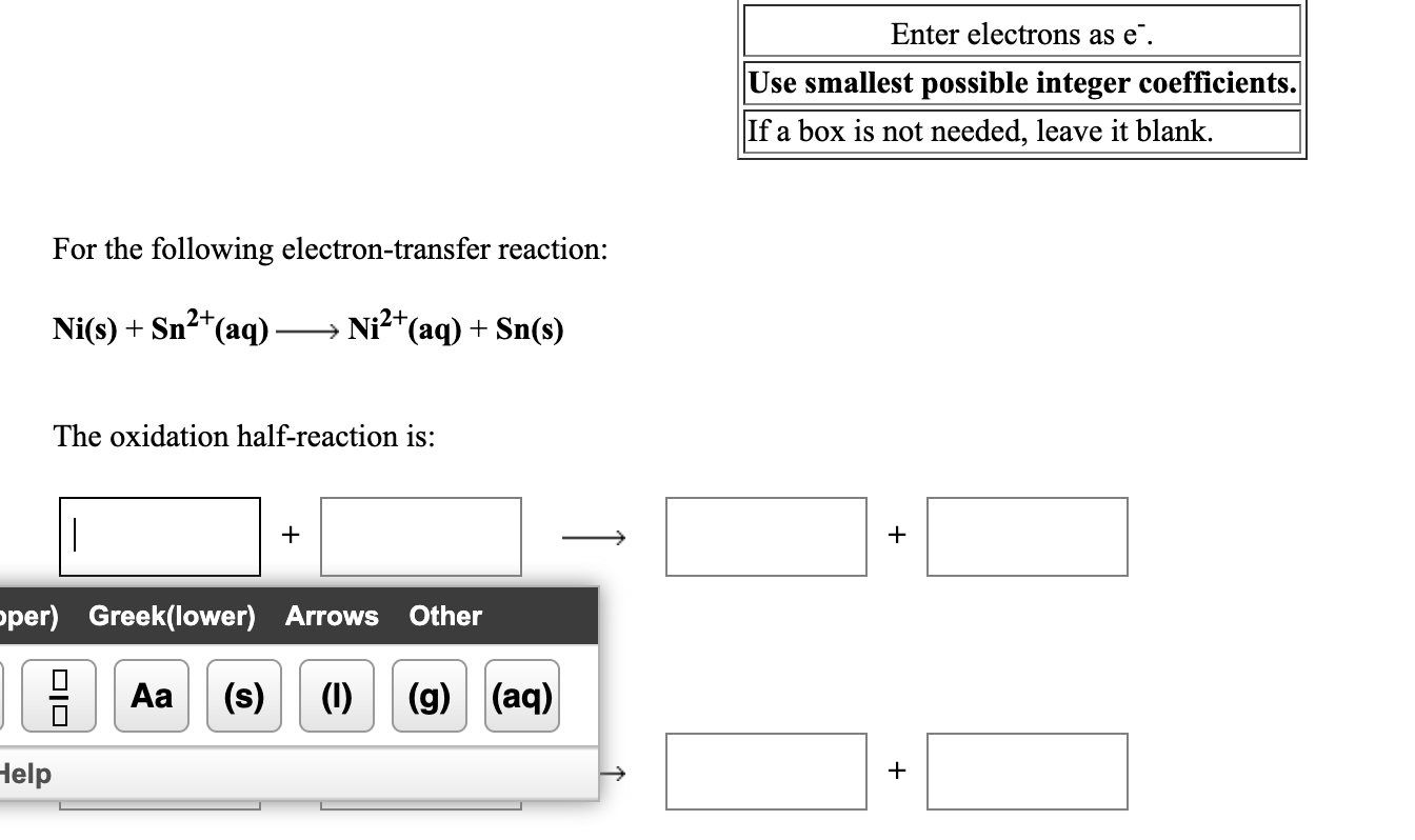 Solved Enter electrons as e. Use smallest possible integer | Chegg.com