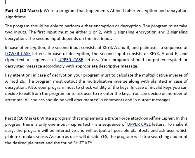 Solved Part -1 (20 Marks): Write a program that implements | Chegg.com