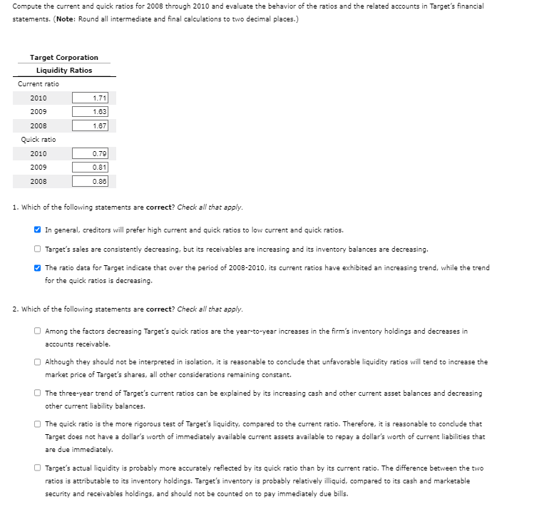 Solved Target Corporation Selected Income Statement, Balance | Chegg.com