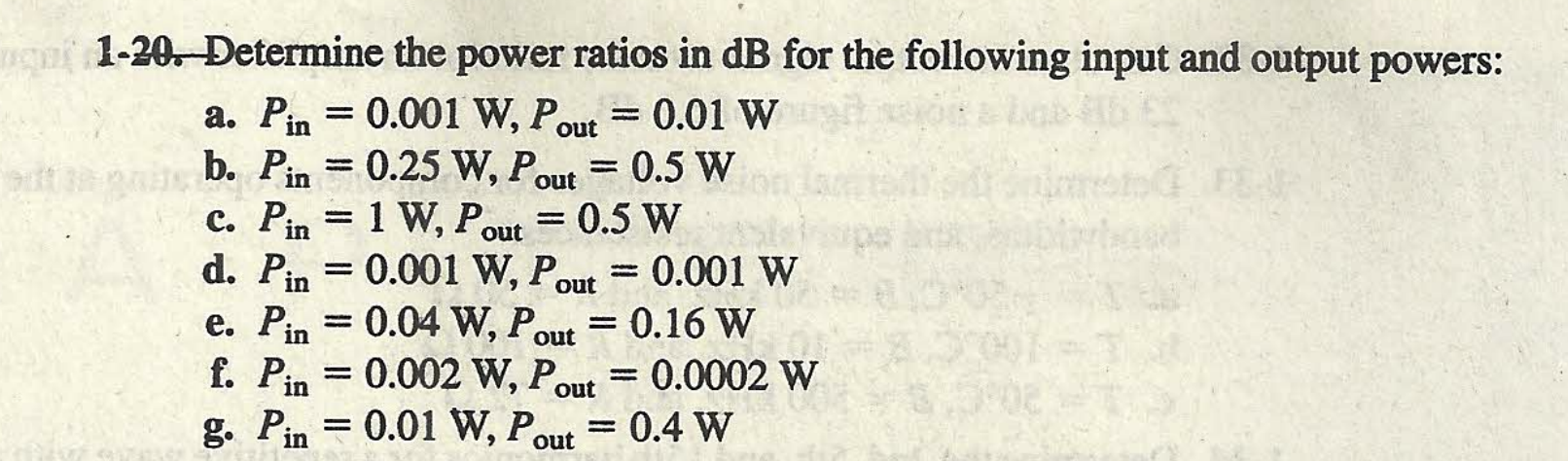 Solved determine the power ratios in dB for the following | Chegg.com