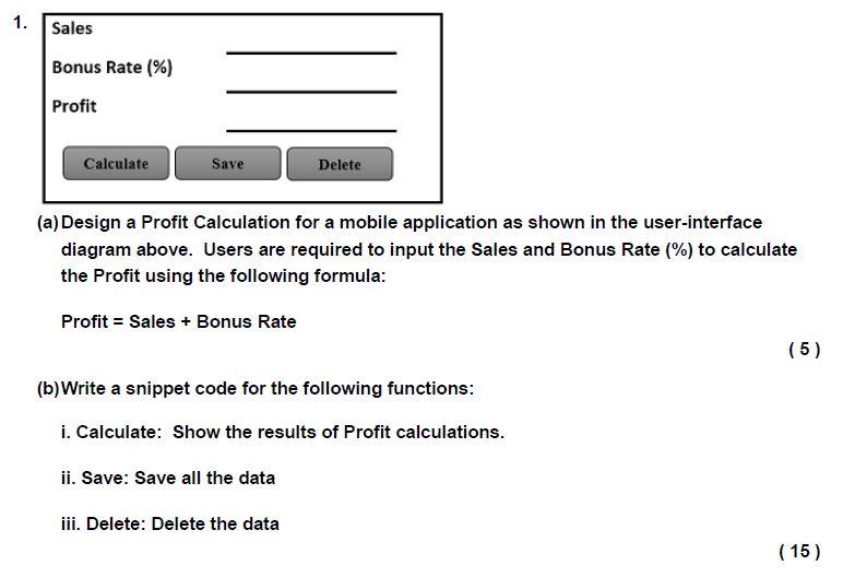 Solved Sales Bonus Rate (\%) Profit (a) Design a Profit | Chegg.com