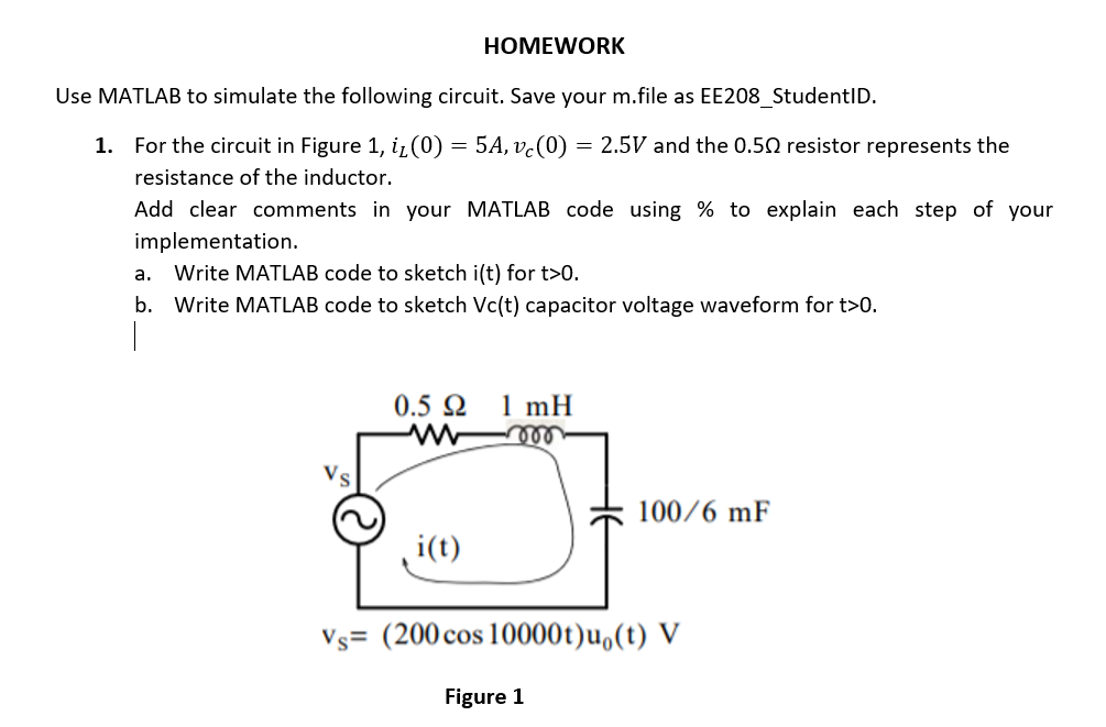 Solved HOMEWORKUse MATLAB to ﻿simulate the following | Chegg.com