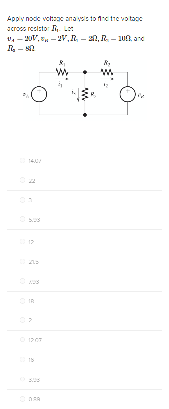 Solved Apply node-voltage analysis to find the voltage | Chegg.com