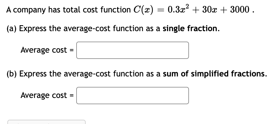 Solved A company has total cost function | Chegg.com
