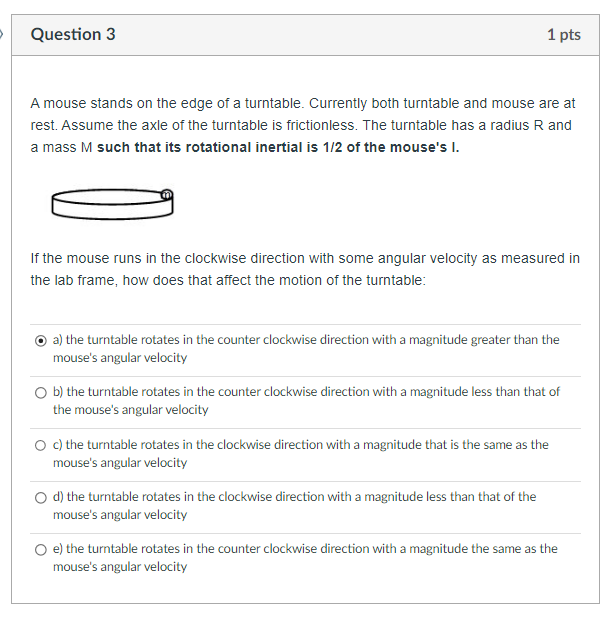 Solved A mouse stands on the edge of a turntable. Currently | Chegg.com