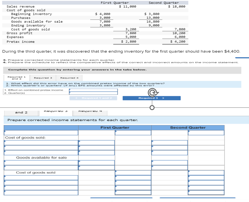 Solved \table[[,First Quarter,Second Quarter],[Sales | Chegg.com