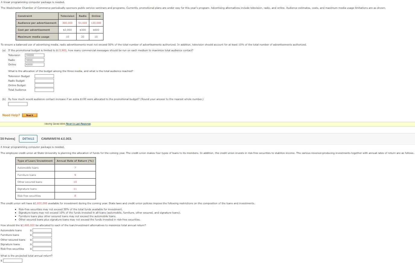 Solved Vewng Saved Work Revert to Last Response CAMMIMS16 | Chegg.com
