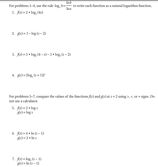Solved For problems 1−4, use the rule logab=lnalnb to write | Chegg.com