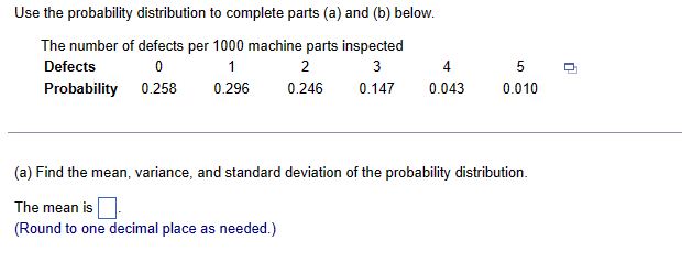 Solved The number of defects per 1000 machine parts | Chegg.com
