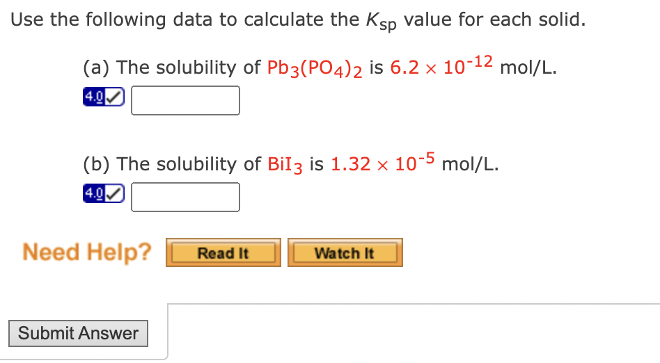 Solved Use the following data to calculate the Ksp value for | Chegg.com