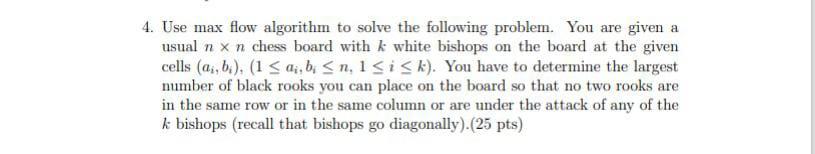 4. Use max flow algorithm to solve the following | Chegg.com