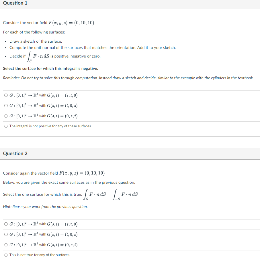 Solved Consider the vector field F(x,y,z)=(0,10,10) For each | Chegg.com