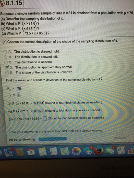 Solved Suppose a simple random sample of size n = 81 is | Chegg.com