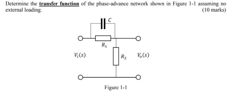 Solved Determine the transfer function of the phase-advance | Chegg.com
