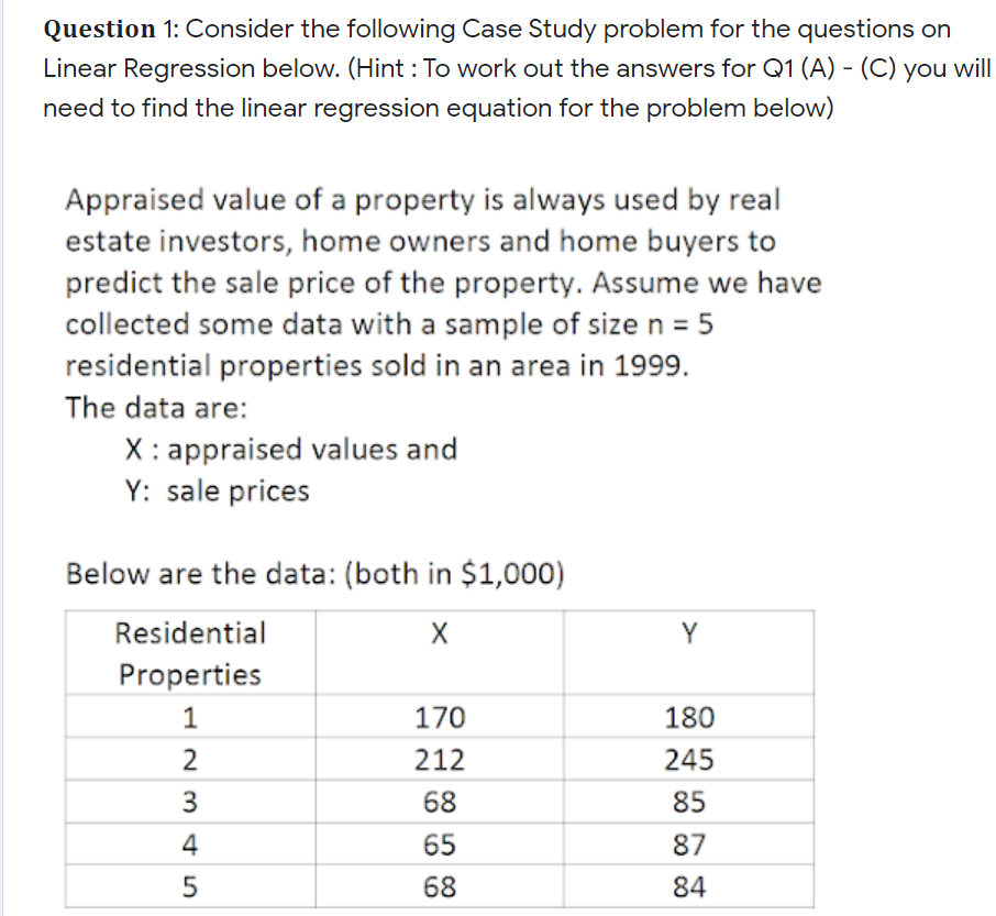 Solved Write down the linear regression equation of the | Chegg.com
