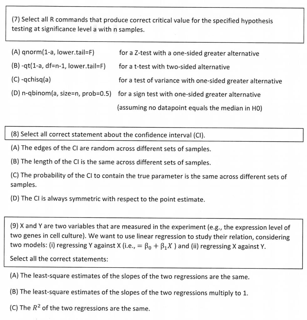 Solved There can be multiple correct answers for some | Chegg.com