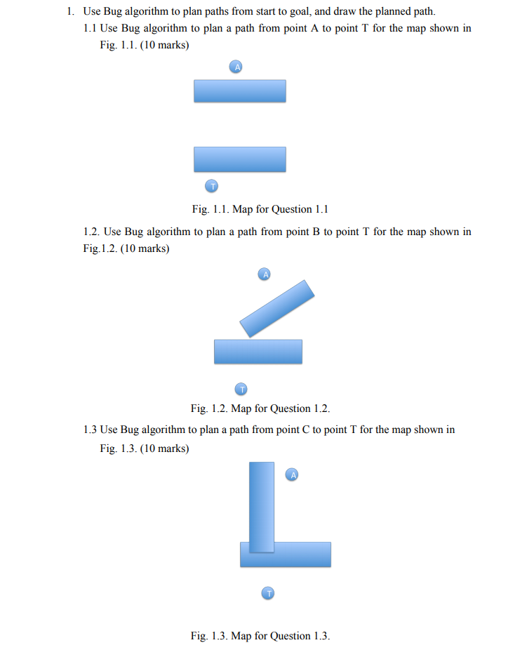 Solved 1. Use Bug algorithm to plan paths from start to | Chegg.com