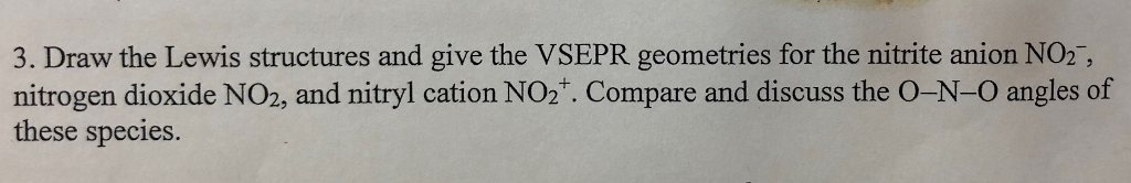Solved 3. Draw the Lewis structures and give the VSEPR | Chegg.com