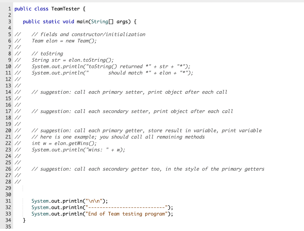Solved The Team class represents a sports team that plays | Chegg.com