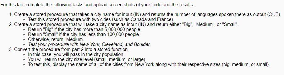 Solved For this lab, complete the following tasks and upload | Chegg.com