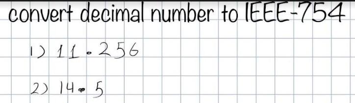 Solved convert decimal number to IEEE-754 11.256 2) 14- 5 | Chegg.com
