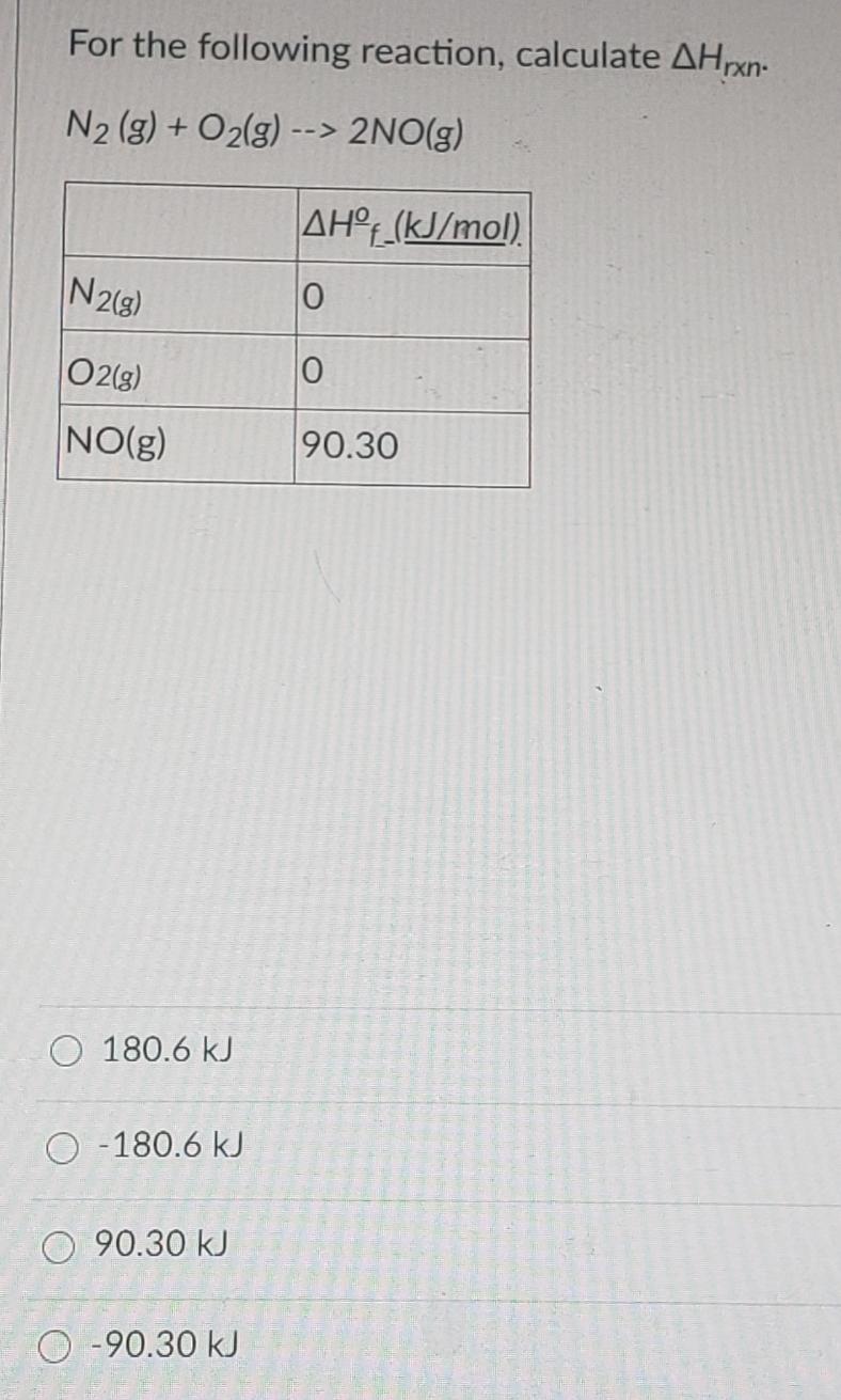 Solved For The Following Reaction Calculate Ahrxn N2 G