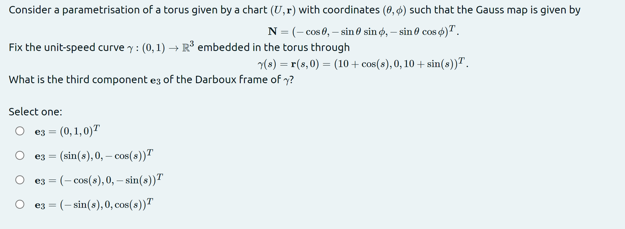 Solved > = — Consider a parametrisation of a torus given by | Chegg.com