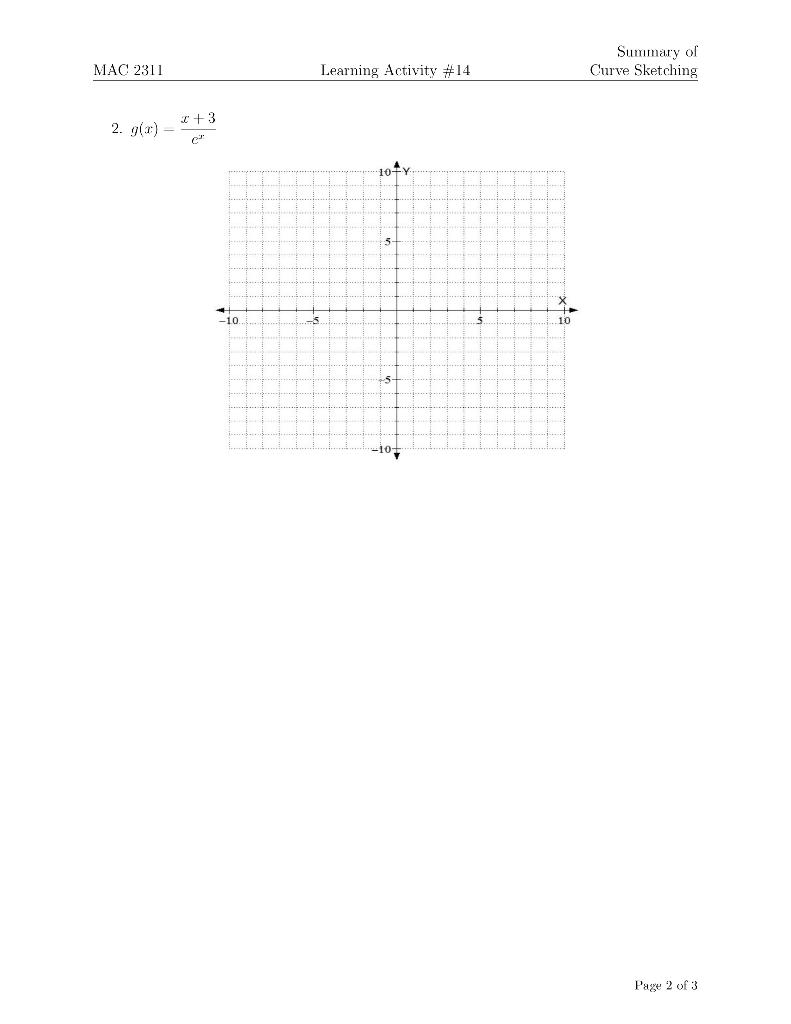 Solved g(x)−exx+3 | Chegg.com