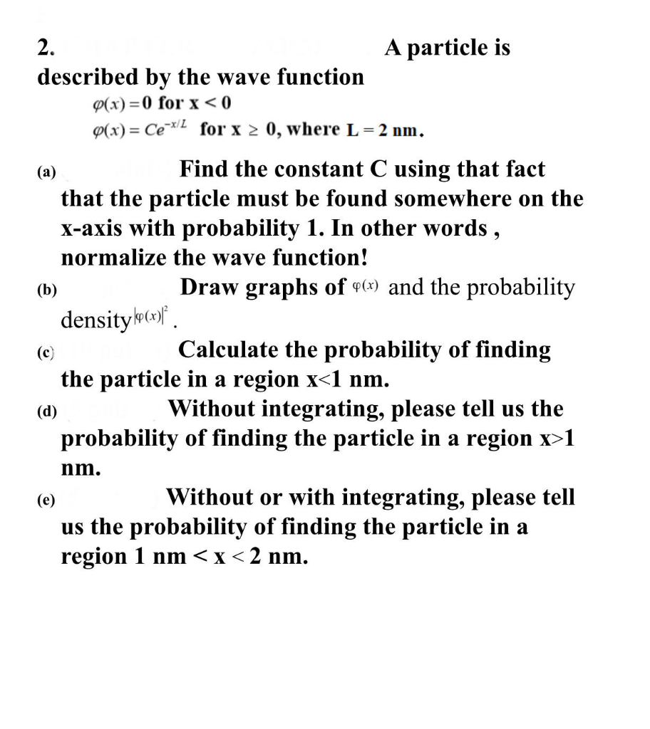Solved (b) A particle is described by the wave function | Chegg.com
