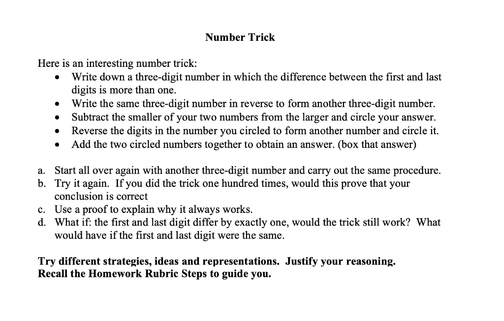 Solved Number Trick . Here is an interesting number trick: | Chegg.com
