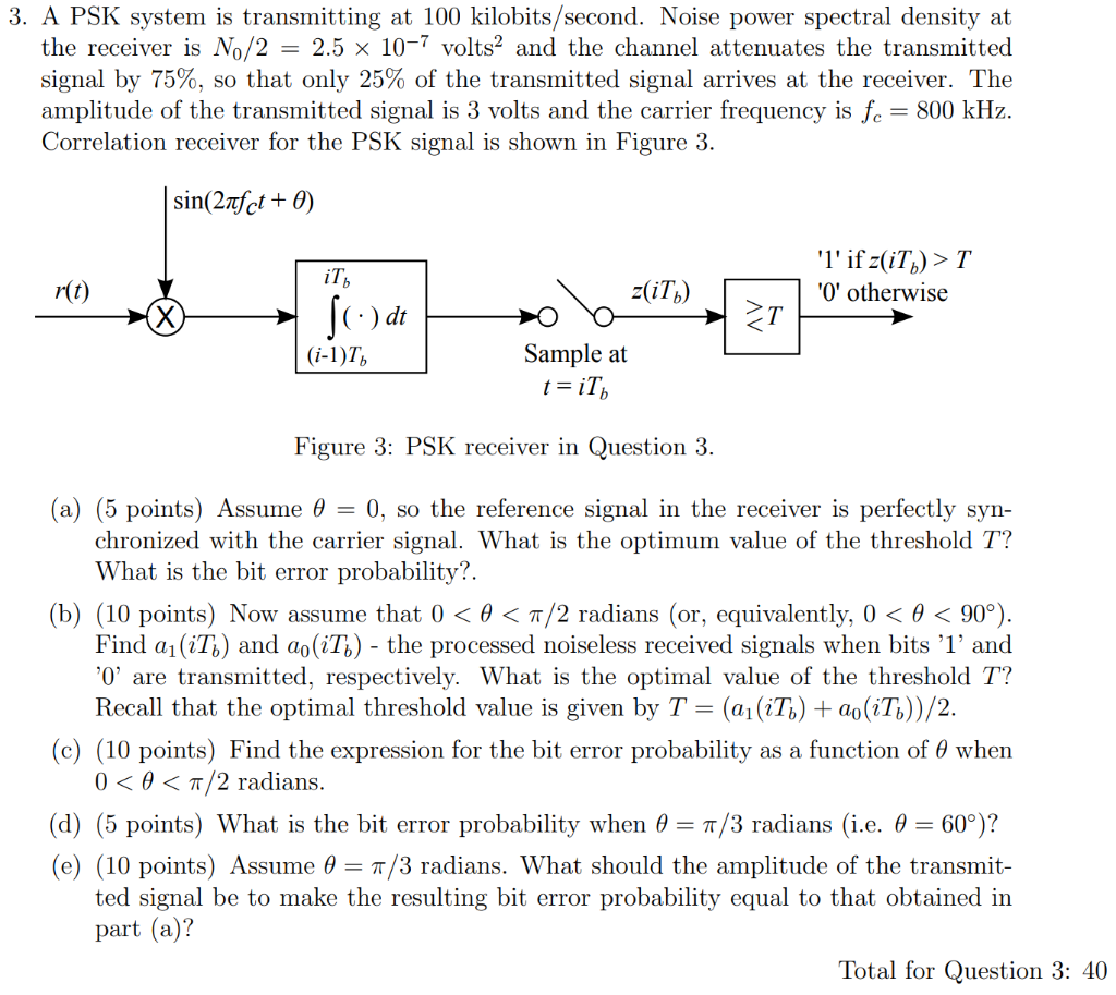 3. A PSK system is transmitting at 100 | Chegg.com