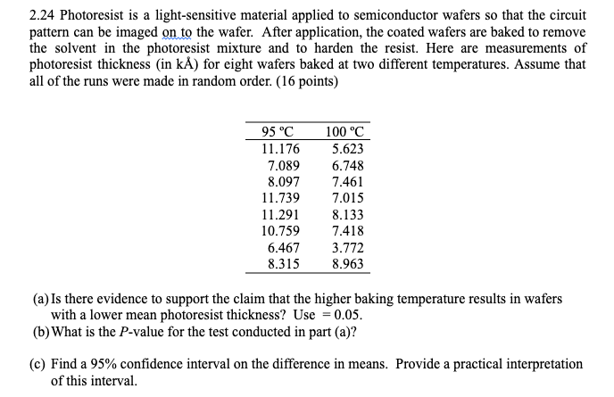 Solved 2.24 Photoresist is a light-sensitive material | Chegg.com