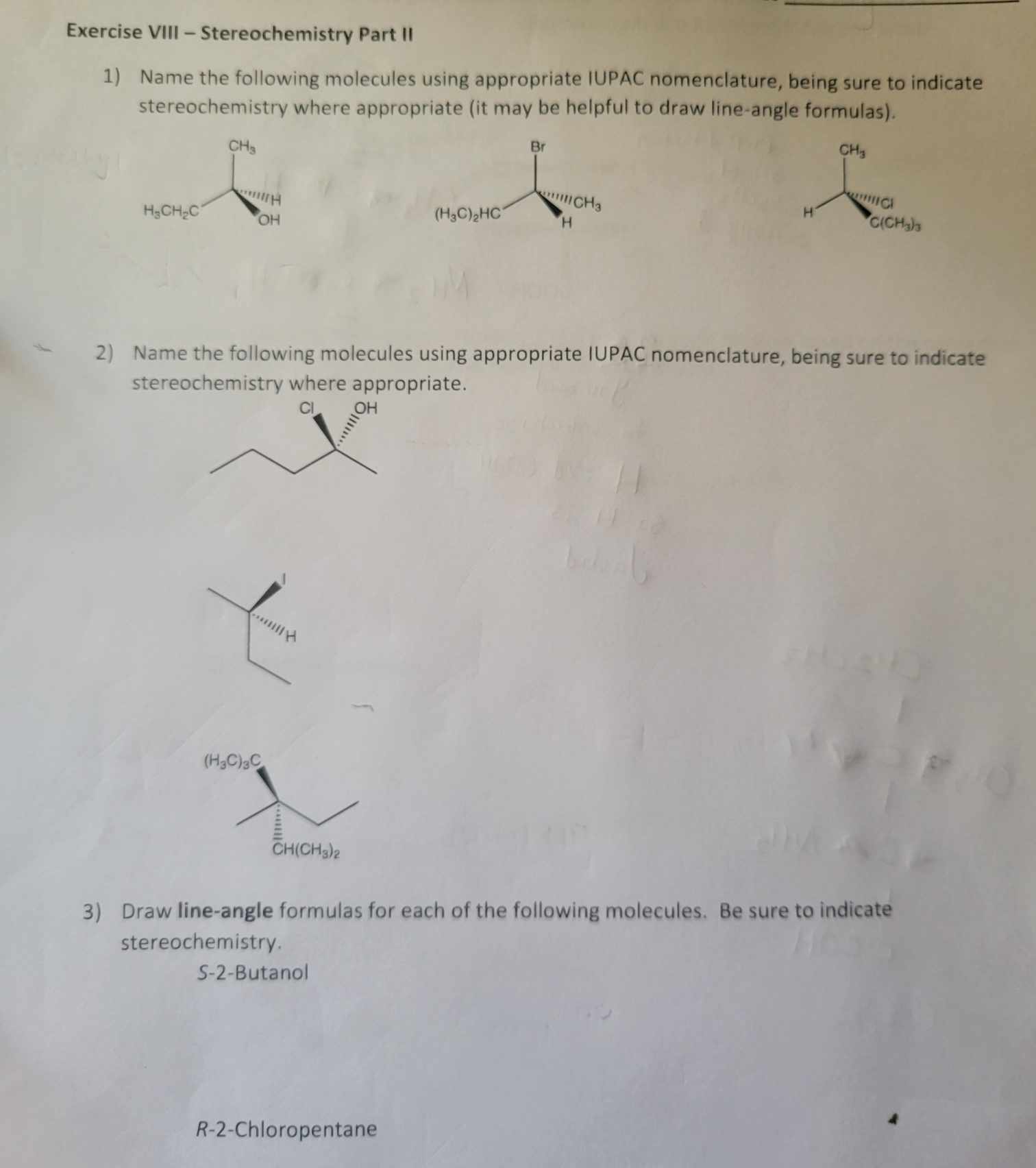 Solved Name the following molecules using appropriate IUPAC | Chegg.com