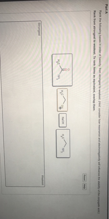 Solved Rank the following bases in order of basicity, from | Chegg.com