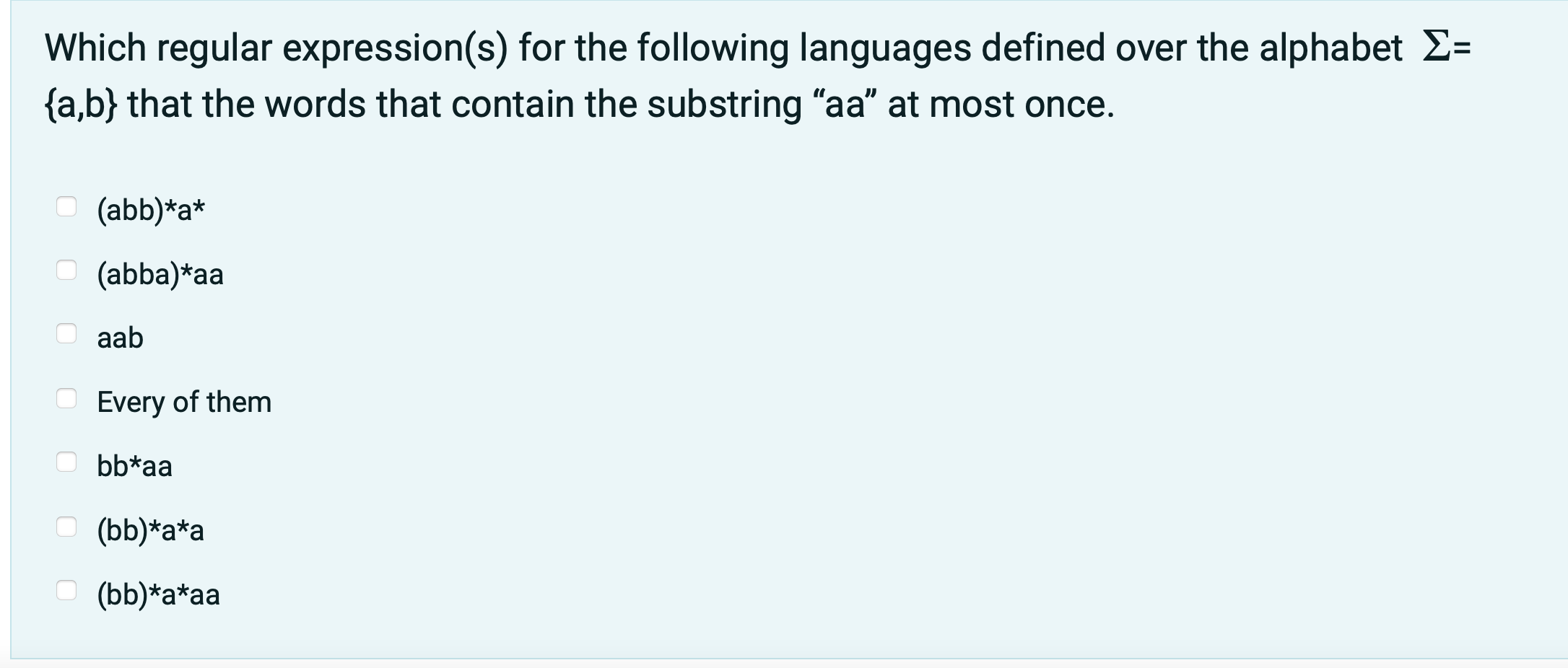 Solved Which regular expression(s) for the following | Chegg.com