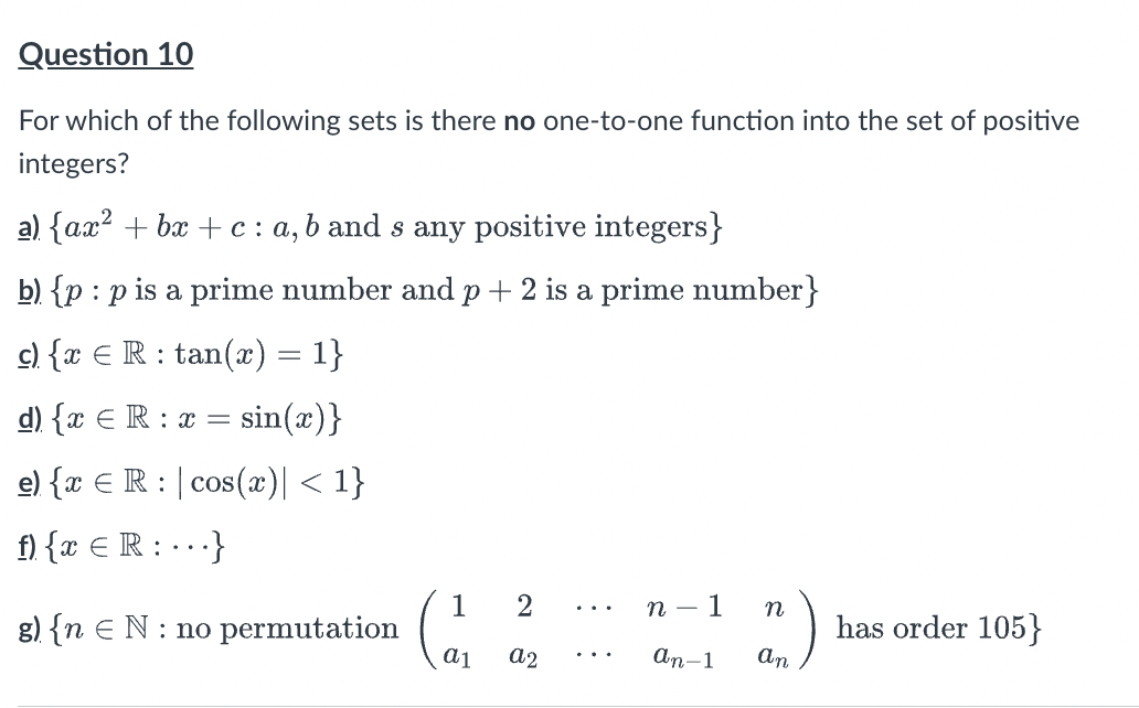 Solved Question 10For which of the following sets is there | Chegg.com