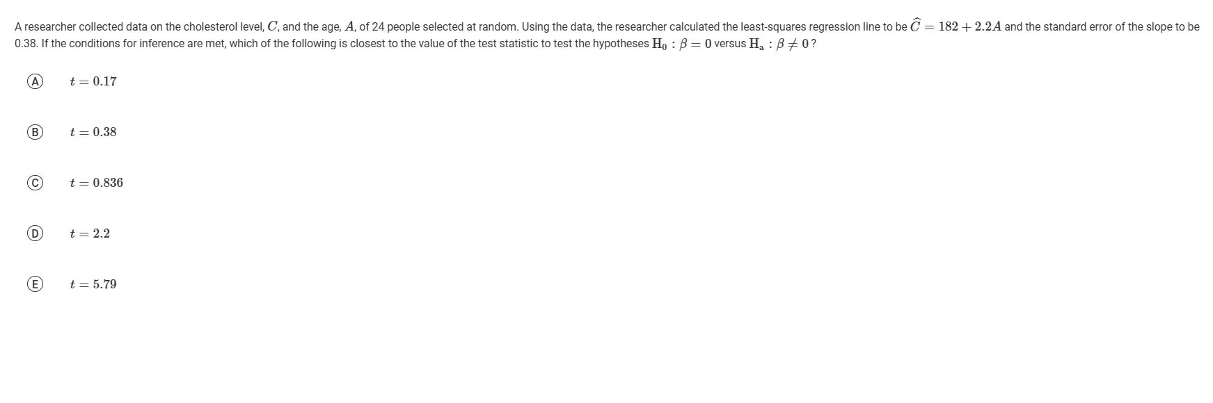 Solved 0.38. If the conditions for inference are met, which | Chegg.com